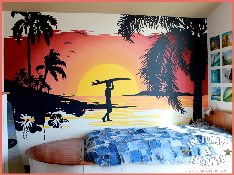 Surfing Sunset Wall Mural – Home and Garden