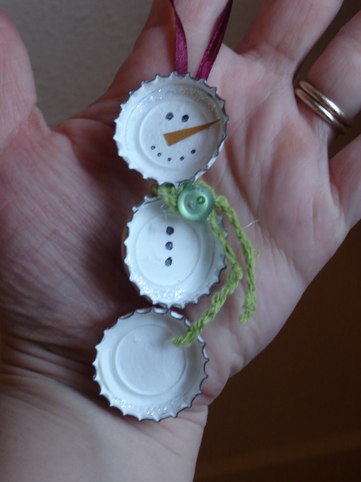Bottle Cap Snowman – Home and Garden